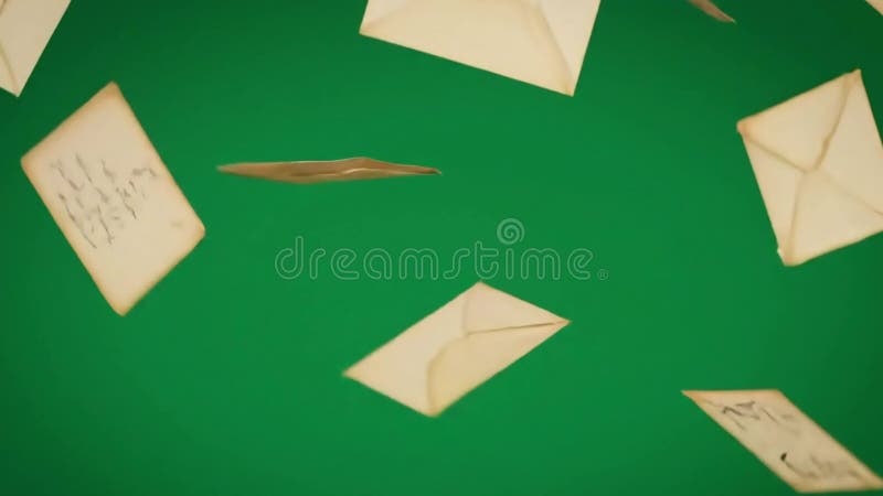 Vintage Envelopes Falling Background Loop with Green Screen for Special ...