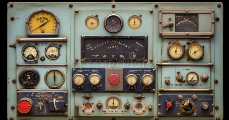 Vintage Equipment Control Panel. Generative AI Stock Illustration ...