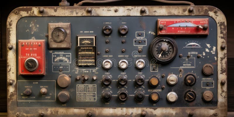 Vintage Equipment Control Panel. Generative AI Stock Illustration ...