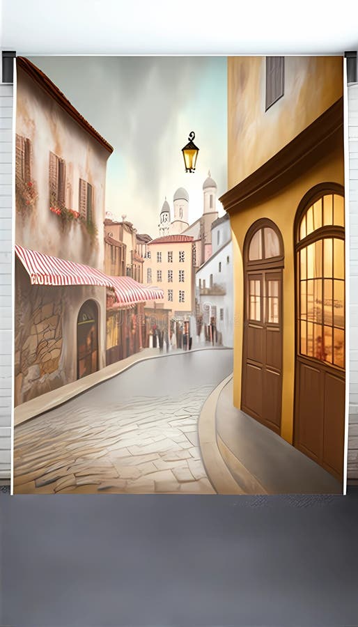 Vintage European Backdrop, Made with Generative AI Stock Illustration ...