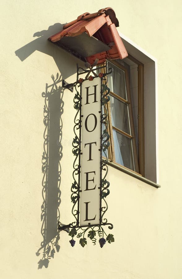 Vintage European Hotel Sign Stock Image - Image of information, sign ...