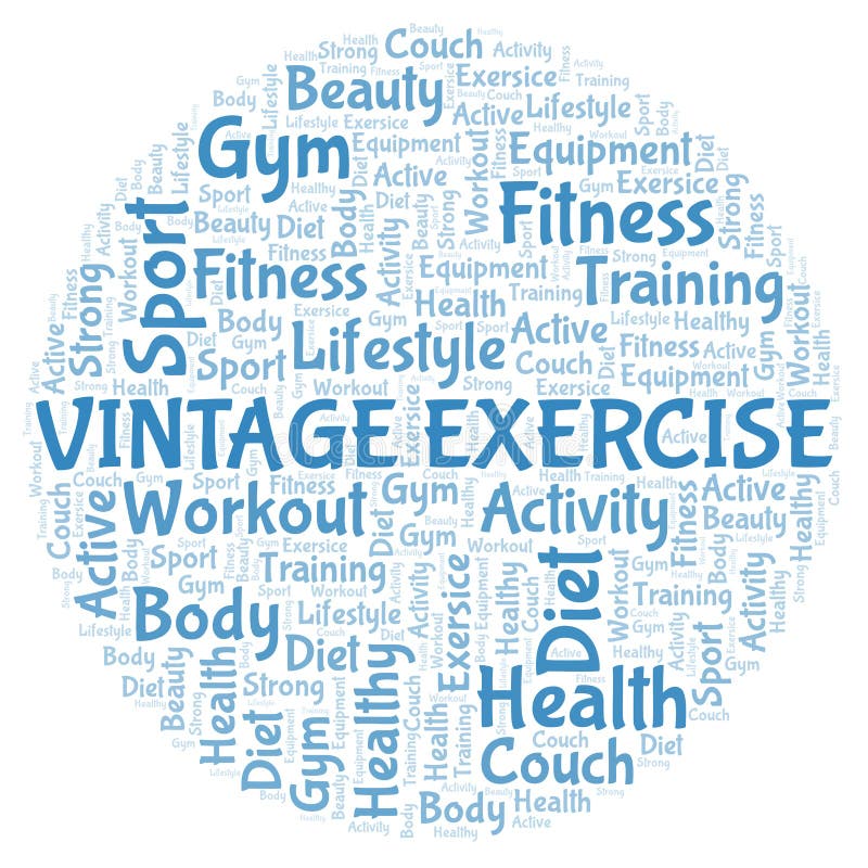Vintage Exercise Word Cloud Stock Illustration - Illustration of ...