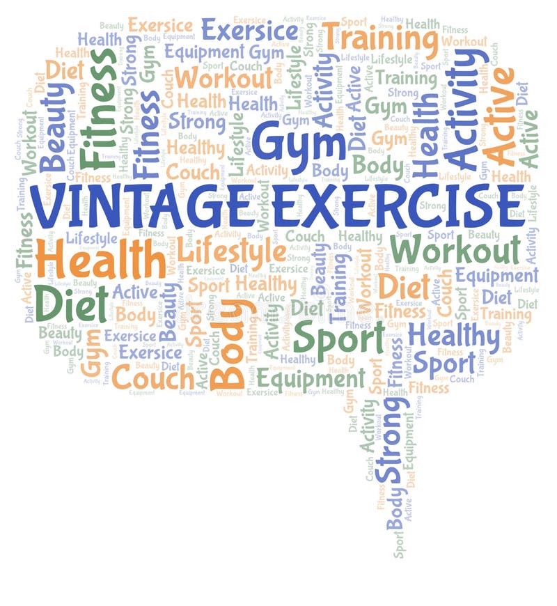 Vintage Exercise Word Cloud Stock Illustration Illustration Of