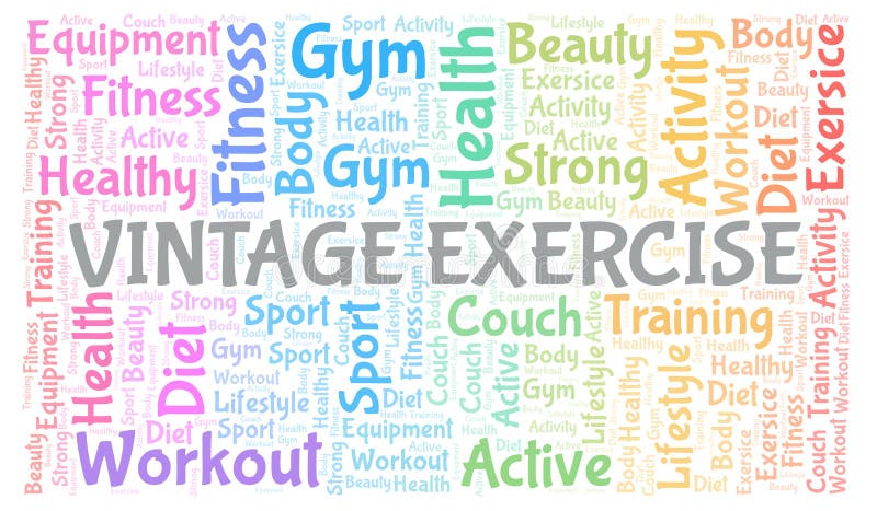 Vintage Exercise Word Cloud Stock Illustration Illustration Of
