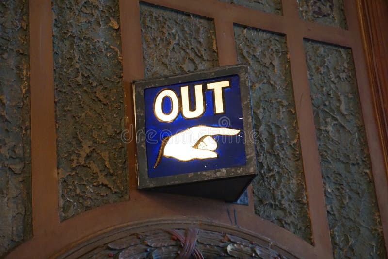 Vintage Exit Sign Pointing the Way Out Stock Image - Image of hand ...