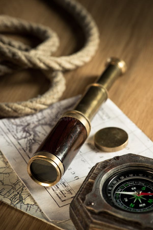 Vintage Explorer With Eye Glass Stock Image - Image of enlarge, jacket ...