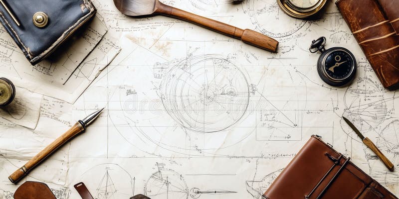 Vintage Explorer S Study Room with Antique Map. Resplendent. Stock ...