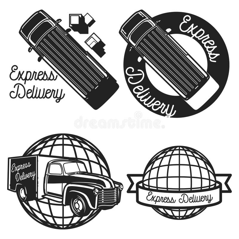 Delivery Emblems Set stock vector. Illustration of food - 210199194