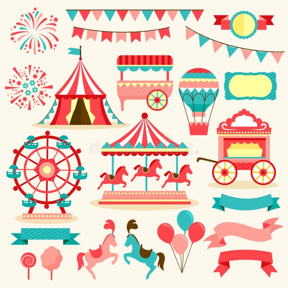 Vintage fair collection stock vector. Illustration of balloons - 68635019