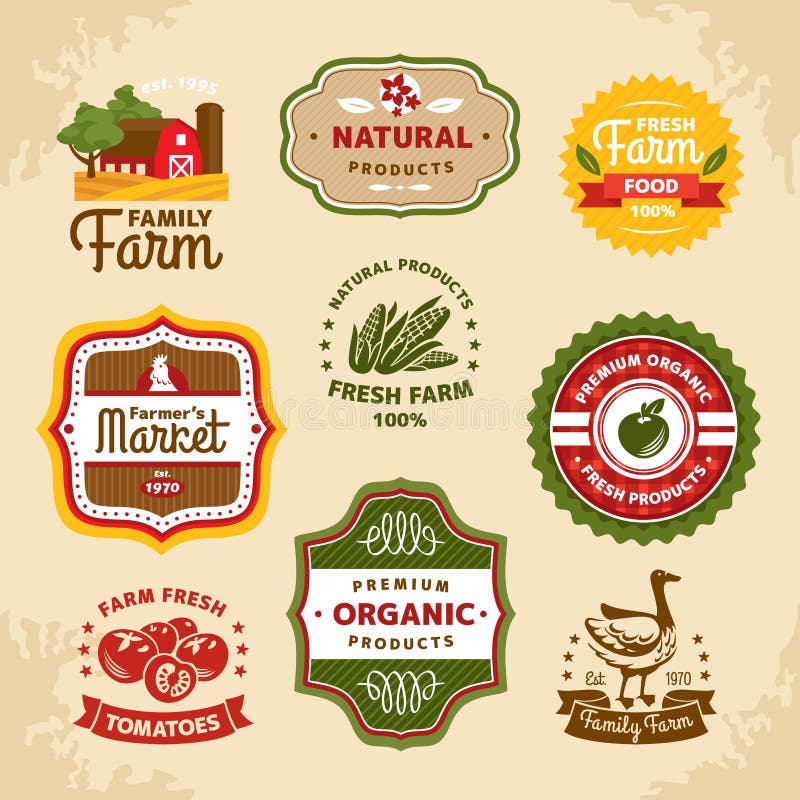 Vintage farm labels stock vector. Illustration of chicken - 53930395