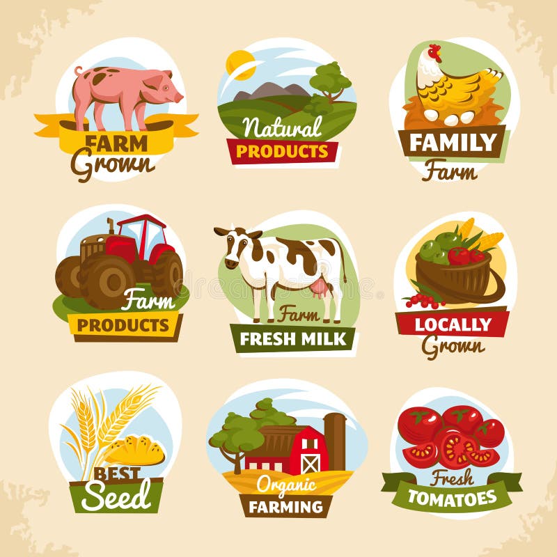 Vintage farm labels stock vector. Illustration of crop - 58778662