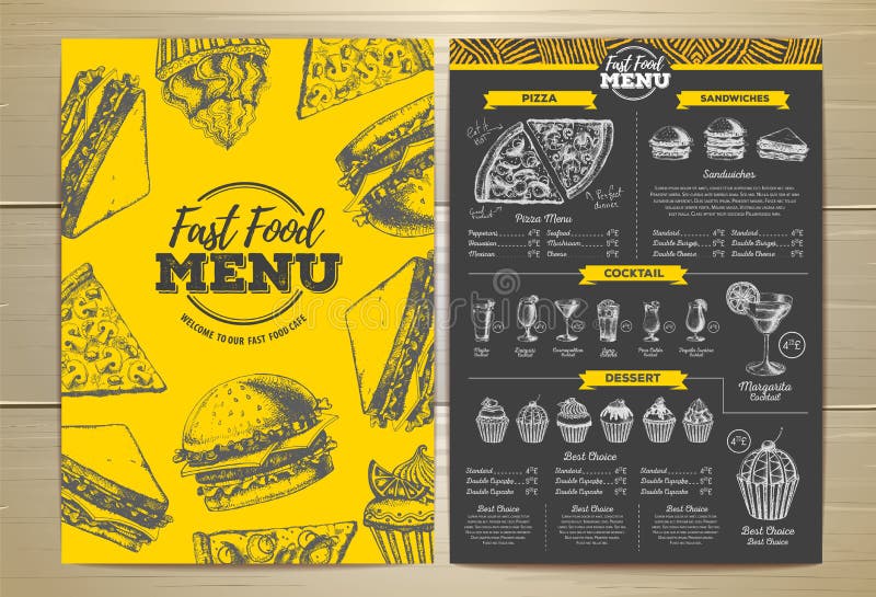 Vintage Fast Food Menu Design. Stock Vector - Illustration of hawaiian ...