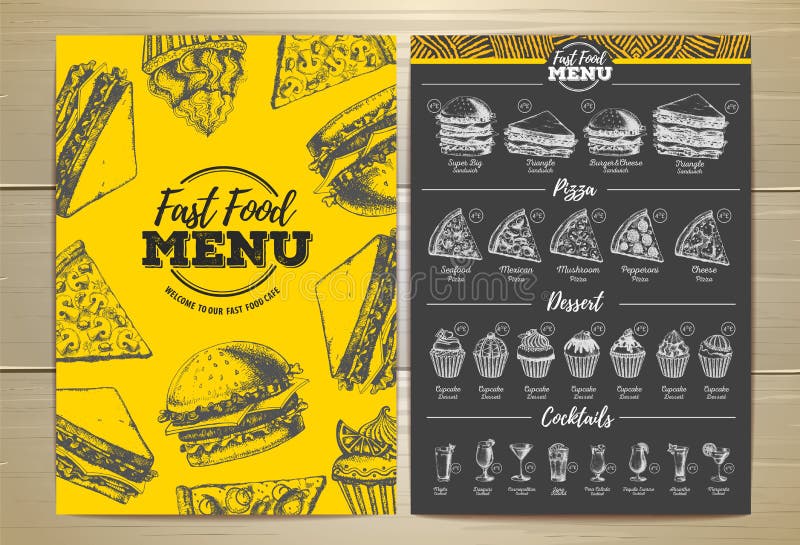 Vintage Fast Food Menu Design. Stock Vector - Illustration of ...