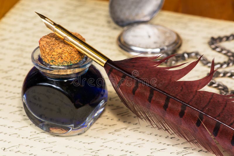Feather pen and ink stock image. Image of feather, poems - 40098915