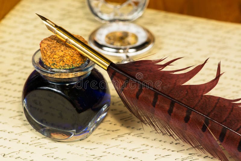 Feather pen and ink stock photo. Image of medieval, parchment - 40098952