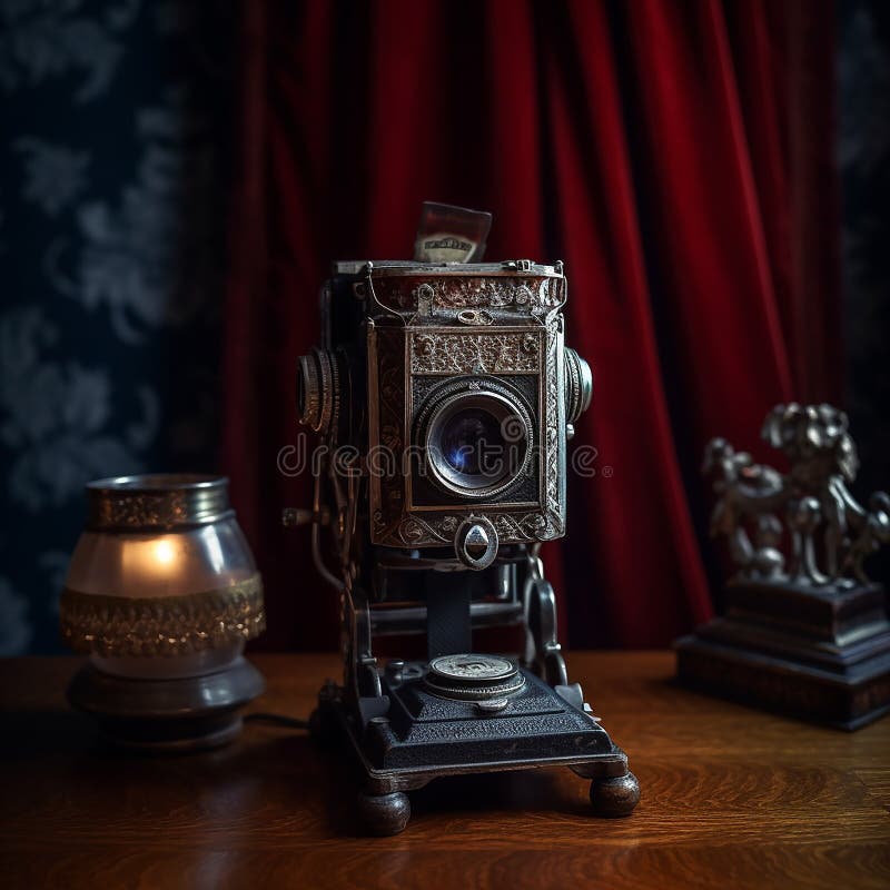 Vintage Fictional Style Camera in Retro Style Setting with Background ...