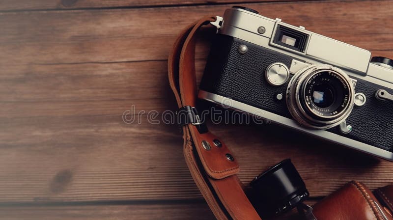 Vintage Film Camera with Case. Created with Generative AI Stock ...