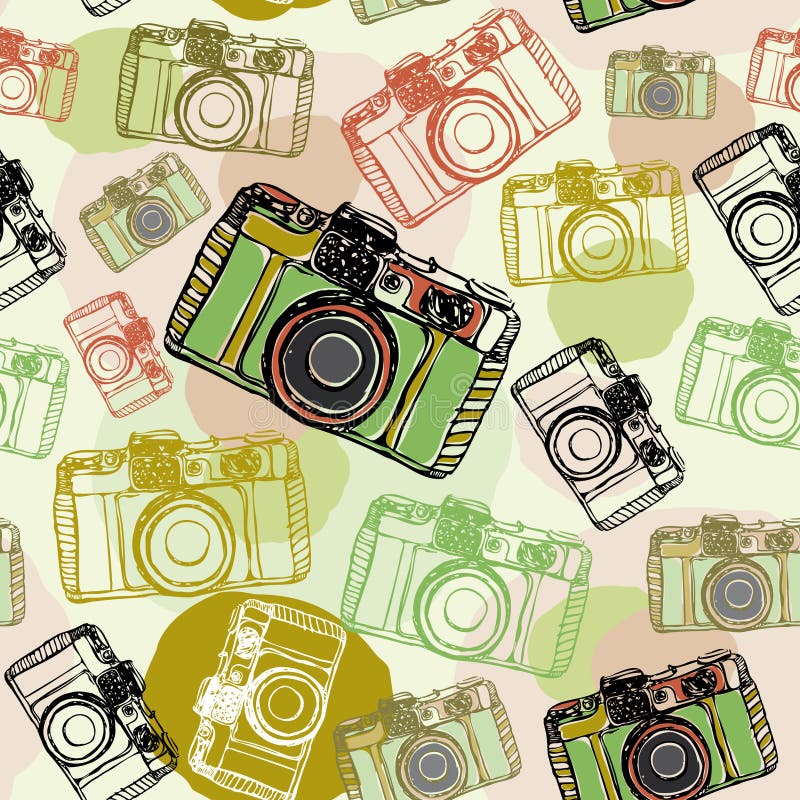 Vintage Film Camera, , Seamless Pattern Pastel Colors Stock Vector ...