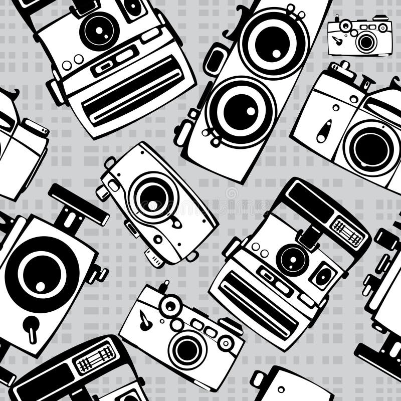 Vintage Film Photo Cameras Seamless Stock Vector - Illustration of ...