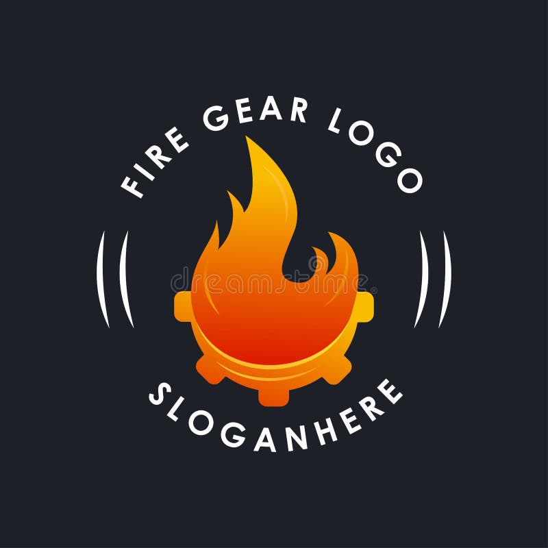 Fire with Gear Logo Vector. Flame Logo Design Template Stock Vector ...