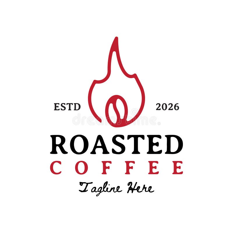 Vintage Fire Roasted Coffee Logo Design Stock Vector - Illustration of ...