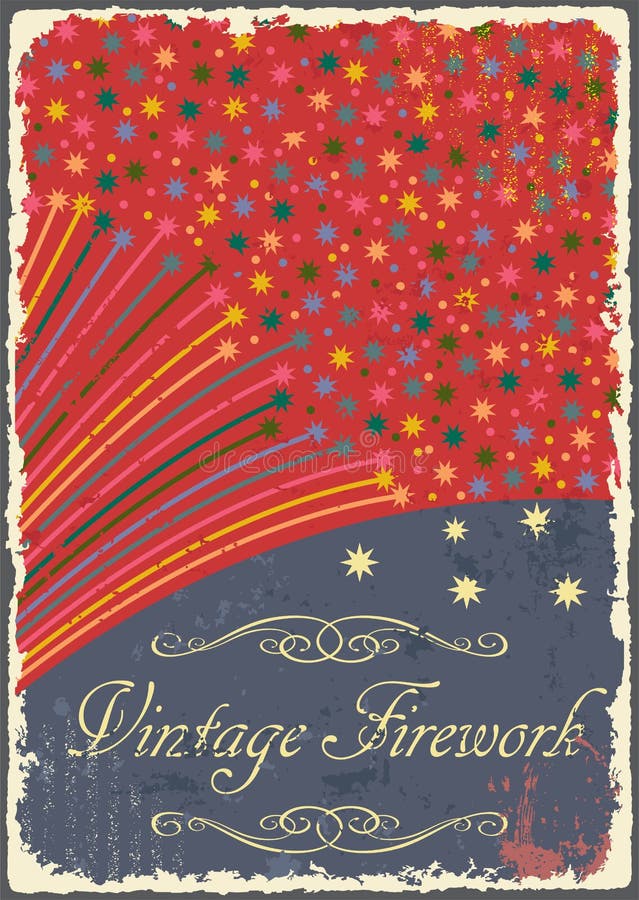 Vintage Fireworks Poster Design. Retro Flyer Stock Vector ...