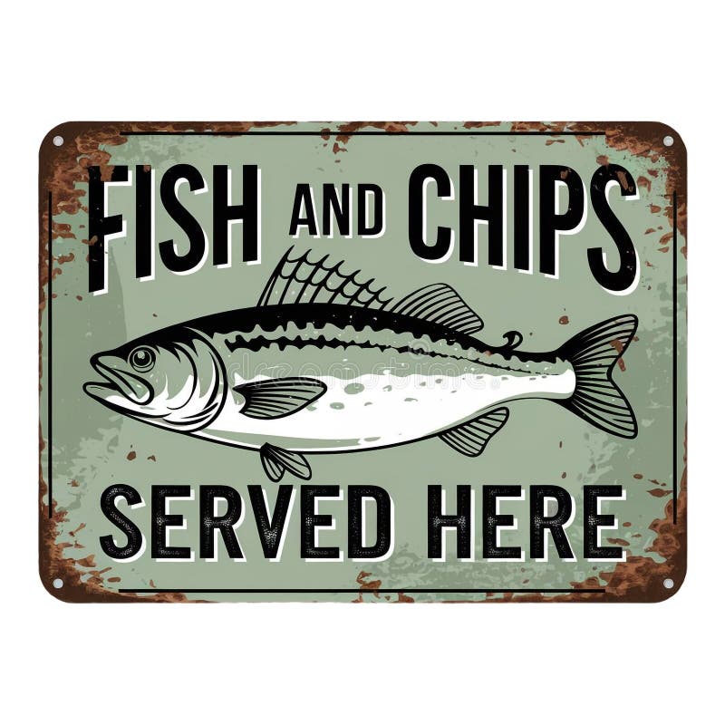Vintage Fish and Chips Served Here Sign. Vector Illustration Stock ...