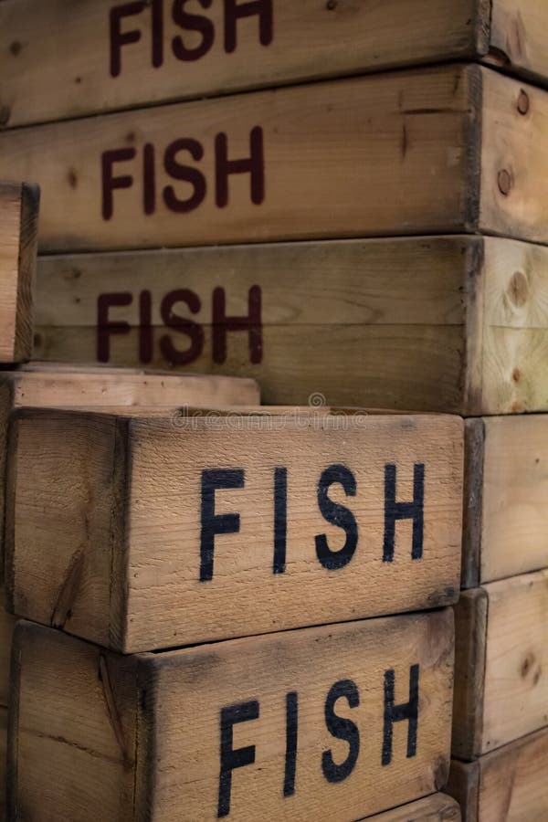 Vintage Fish Crates stock image. Image of wooden, background - 79824737