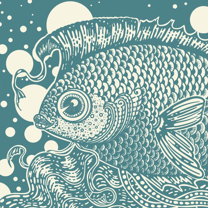 Vintage fish stock vector. Illustration of aquarium, exotic - 46222359