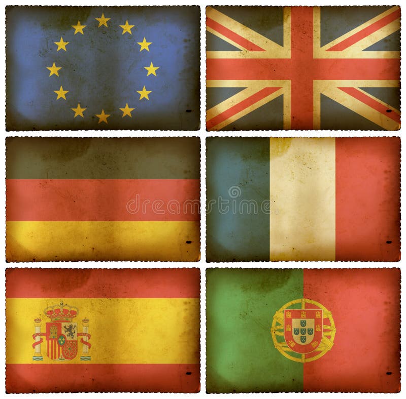 Vintage flags set mix stock illustration. Illustration of dirty - 17228888