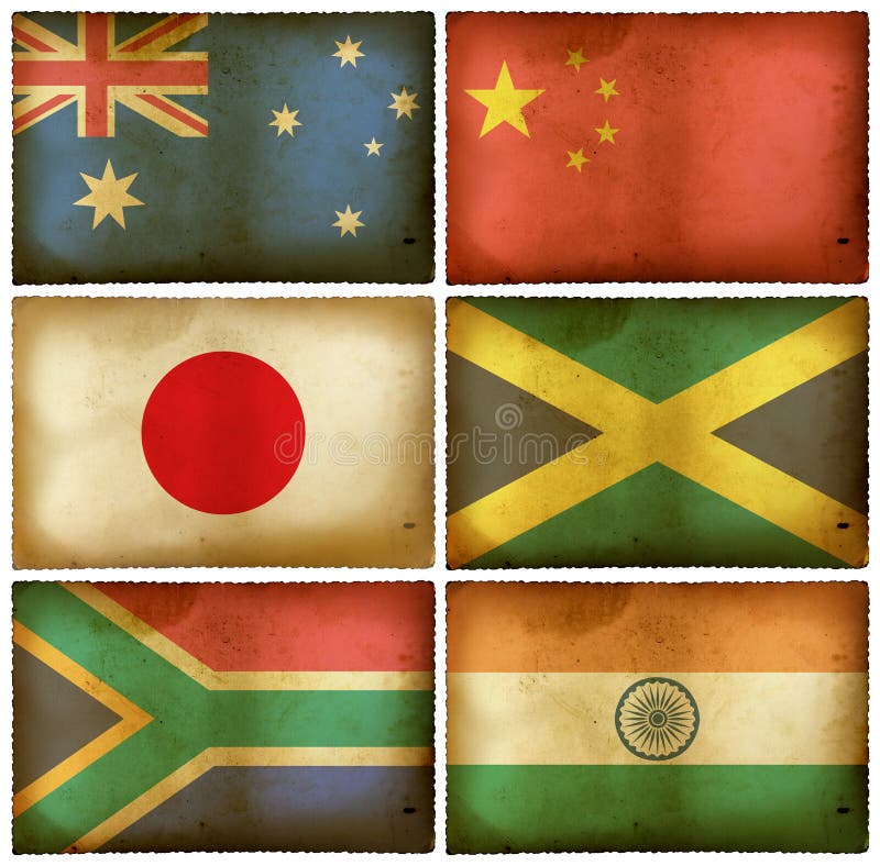 Vintage flags set mix stock illustration. Illustration of dirty - 17228888