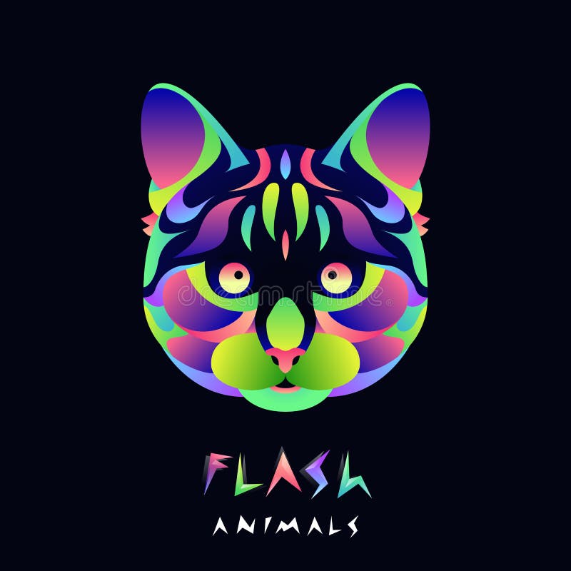 Flash cat illustration stock vector. Illustration of hipster - 234866093