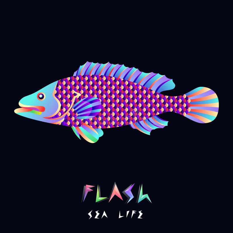 Flash fish illustration stock vector. Illustration of insignia - 234868431