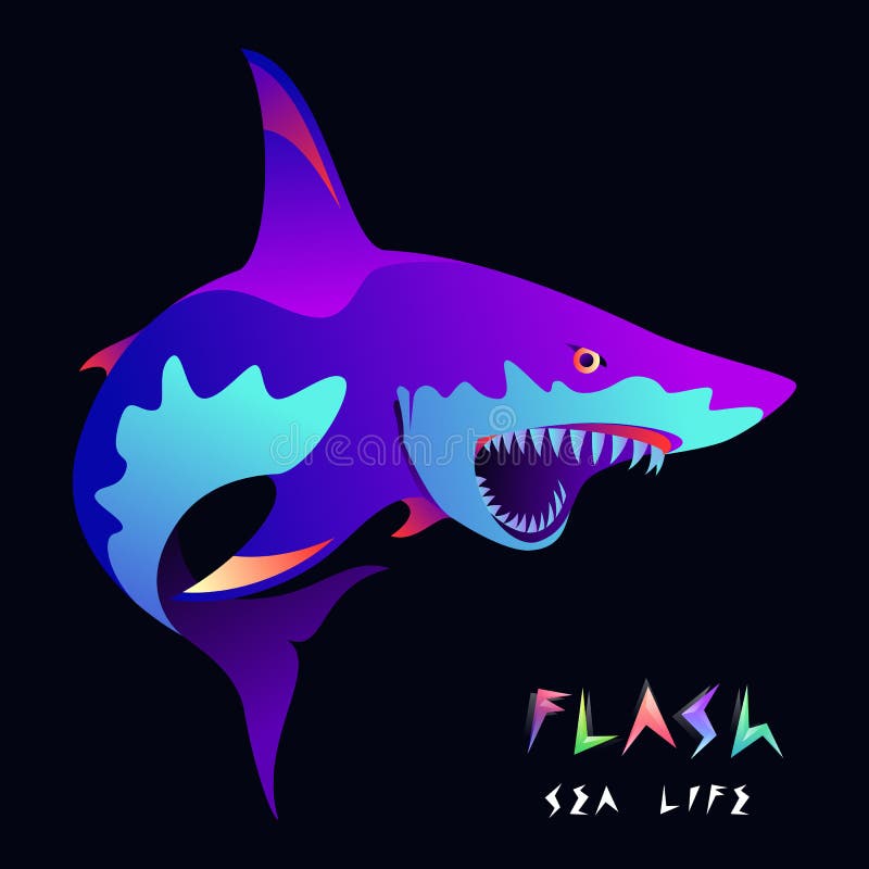 Flash shark illustration stock vector. Illustration of brand - 234869317