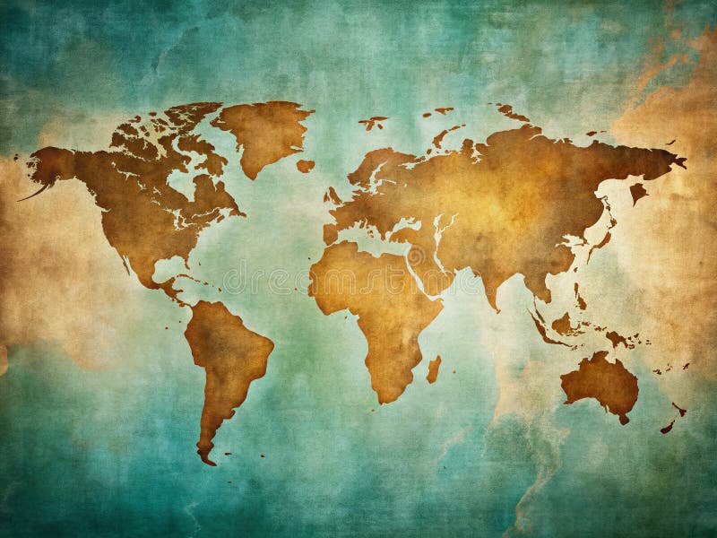 Vintage Flat Earth Map Detailed Continent Silhouettes in Documentary ...