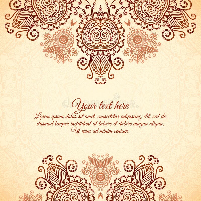 Vector Mehendi Card Template Stock Vector - Illustration of greeting ...