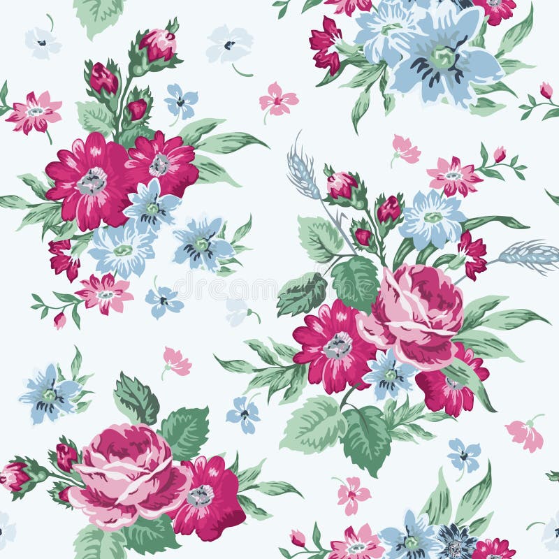 Vintage Style Floral Background with Pink Blooms Stock Illustration ...