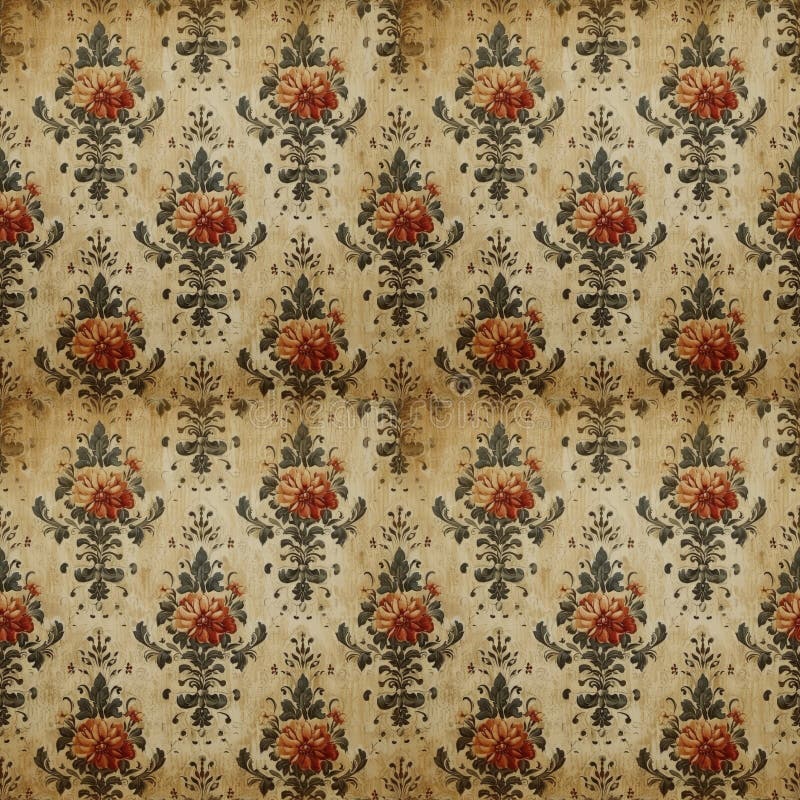 Vintage Floral Background, Seamless Pattern on Old Paper Wallpaper ...
