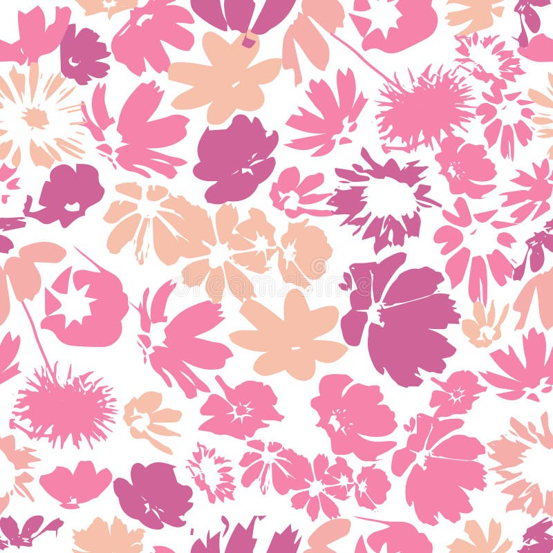 Vintage Floral Background. Seamless Pattern Pink Flowers. Vector ...
