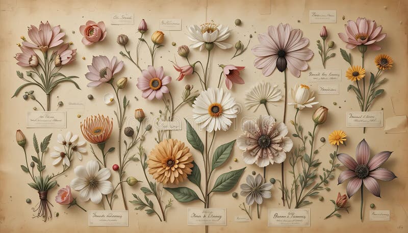 Vintage Floral Botanical Chart Illustration - Generated Using Ai Stock ...