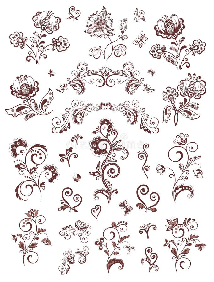 Vintage Floral Design Elements Stock Vector - Illustration of design ...