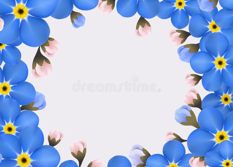 Vintage Floral Forget-me-not Flower Round Frame Stock Vector ...