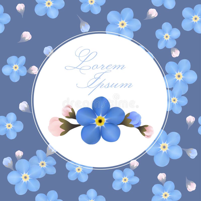 Vintage Floral Forget-me-not Flower Round Frame, Copyspace Stock Vector ...