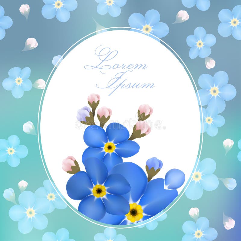 Vintage Floral Forget-me-not Flower Round Frame, Copyspace Stock Vector ...