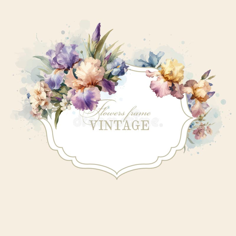 Vintage Floral Frame with Flowers on a Cream Background. Stock Vector ...