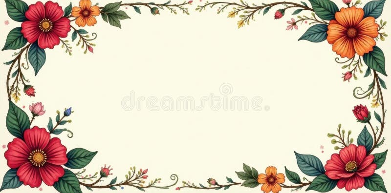 Vintage Floral Frame, Hand Drawn Doodle Border , Doodle, Rustic ...