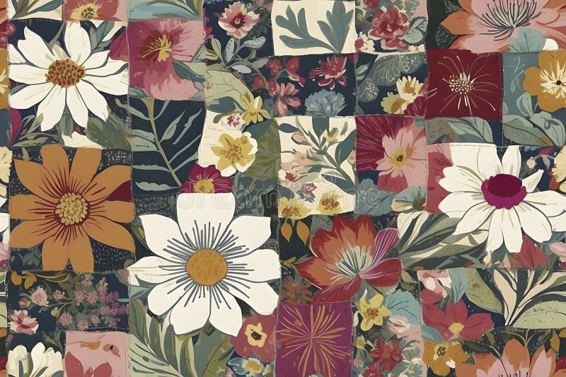 A Vintage Floral Patchwork Seamless Pattern. Stock Illustration ...