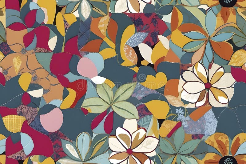 A Vintage Floral Patchwork Seamless Pattern. Stock Illustration ...
