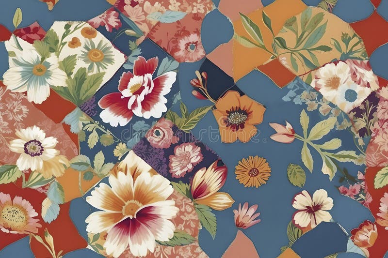 A Vintage Floral Patchwork Seamless Pattern. Stock Illustration ...