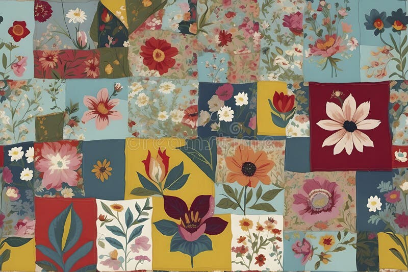 A Vintage Floral Patchwork Seamless Pattern. Stock Illustration ...